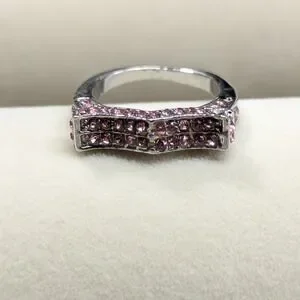 Jewelry | New Chevron Double Row Pave Pink Rhinestone Ring Size 6 ...